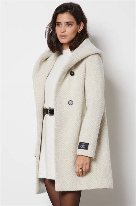 Manteau En Laine à Capuche Olympus Blanc Etam