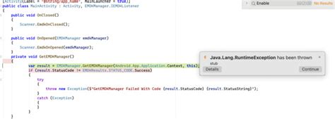 how can i resolve the java lang runtimeexception when initializing the emdkmanager with the