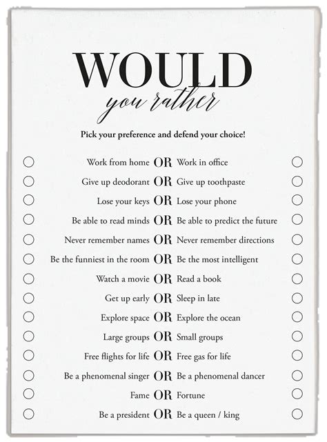 Office Would You Rather Questions Printable Artofit