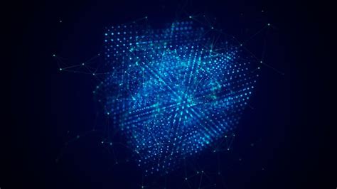 Premium Photo Futuristic Cube With Connected Particles In Cyberspace
