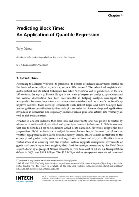 Pdf Predicting Block Time An Application Of Quantile Regression
