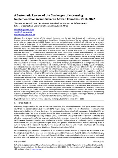 a systematic review of the challenges of e learning implementation in