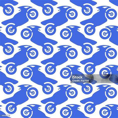 흰색 배경에 고립 된 파란색 스포츠 오토바이 측면보기 흑백 전송 원활한 패턴 벡터 간단한 평면 그래픽 일러스트레이션 텍스처 0명에 대한 스톡 벡터 아트 및 기타 이미지