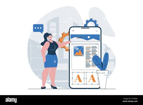 App Development Web Concept With Character Scene Woman Programming