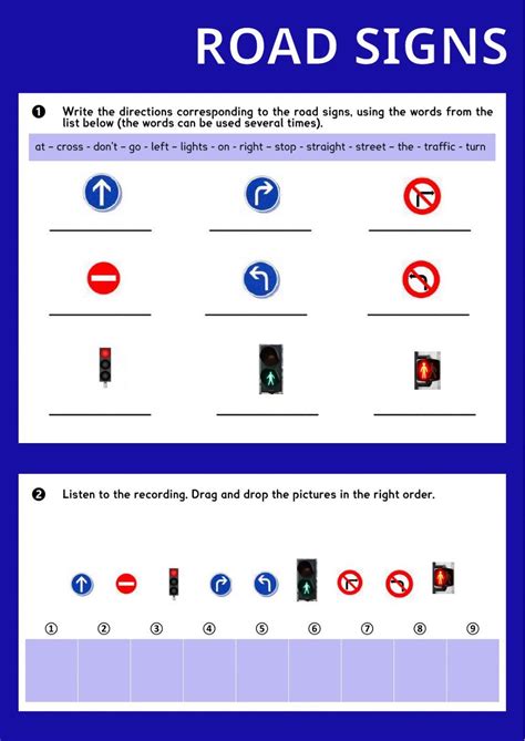 Road Signs Free Interactive Worksheets 654673