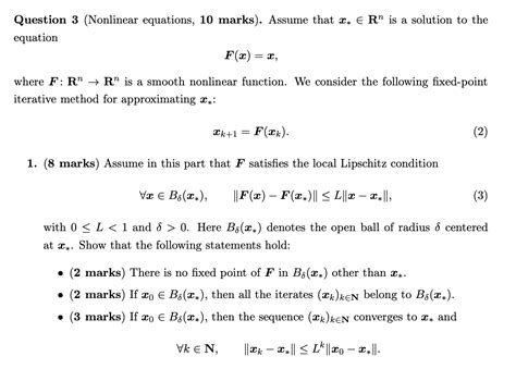 Question Nonlinear Equations Marks Assume Chegg