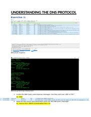 UNDERSTANDING THE DNS PROTOCOL Docx UNDERSTANDING THE DNS PROTOCOL Exercise Wireshark