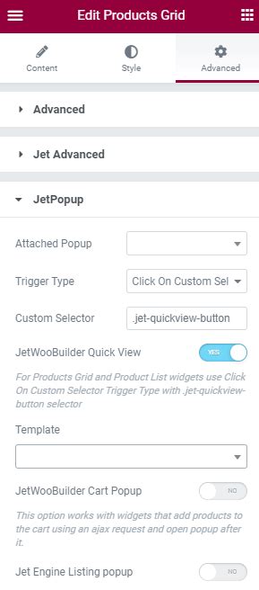 how to create a product quick view popup with click on widget trigger