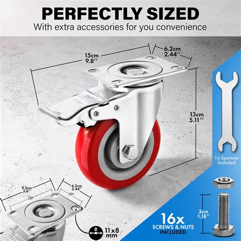 Castrek 4 Inch Caster Wheels Heavy Duty Casters Set Of 4