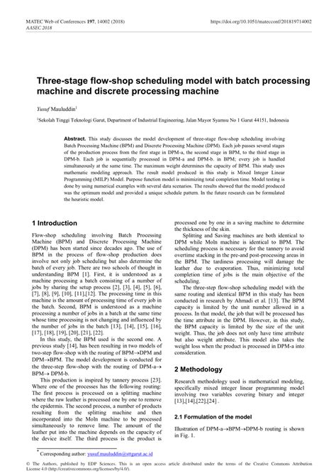 Pdf Three Stage Flow Shop Scheduling Model With Batch Processing Machine And Discrete