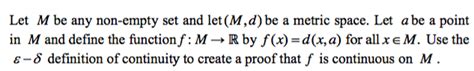 Solved Let M Be Any Non Empty Set And Let M D Be A Metric Chegg