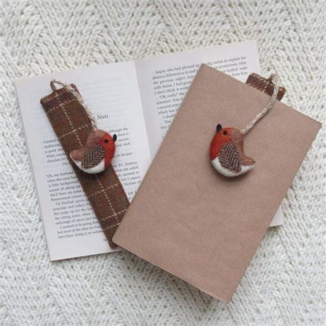 Robin Bookmark Needle Felted Wool And Tweed The British Craft House