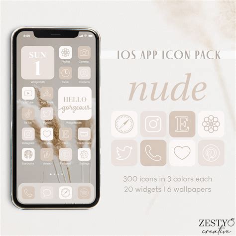 Nude Ios App Icon Pack Unique Icons In Colors Each Etsy