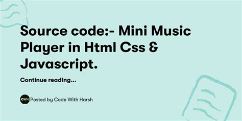 Source Code Mini Music Player In Html Css And Javascript — Code With Harsh Buymeacoffee