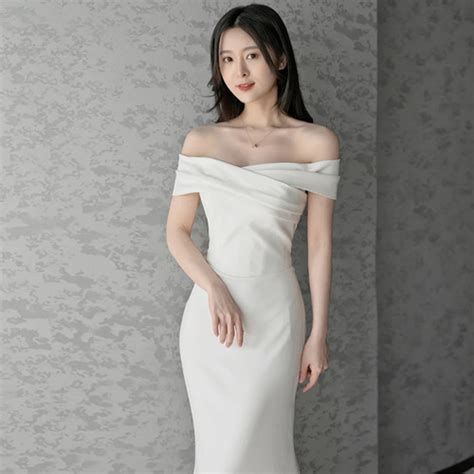 르뚜앙 소자민 본식 머메이드 오프숄더 셀프웨딩드레스 브라이덜샤워 피로연 2부 스몰웨딩 촬영 이브닝 원피스 드레스