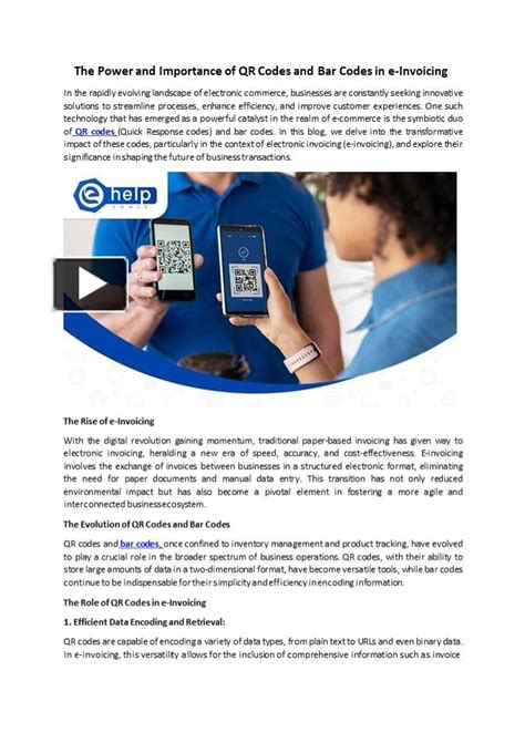 The Power And Importance Of Qr Codes And Bar Codes In E Invoicing Presentation Free To Download