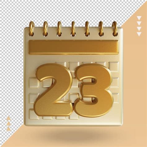 premium psd 3d icon calendar twenty three rendering front view