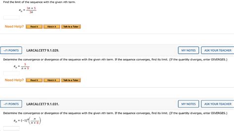 Solved Find The Limit Of The Sequence With The Given Nth