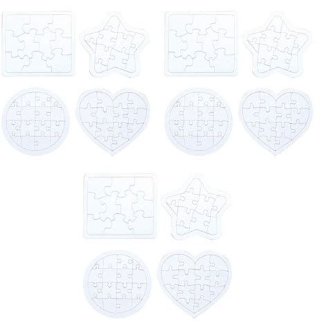 어린이 색칠 빈 퍼즐 Diy 종이 직소 퍼즐 네 가지 모양 그리기 낙서 보드 흰색 12 개 수수께끼 And 마술 입방체