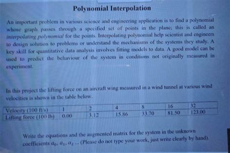 Solved Polynomial Interpolation An Important Problem In