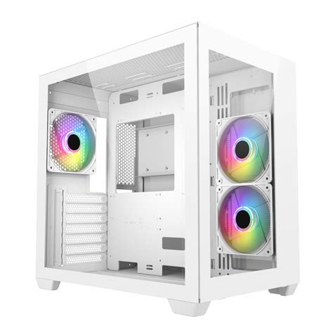 Fsp Cmt380 Cube Argb Gaming Case 3 120mm Argb Fan White Dual