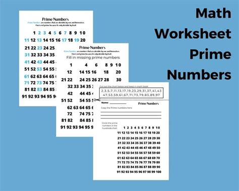 Prime Numbers Math Worksheets