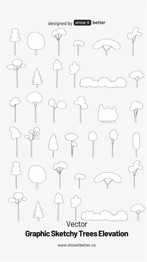 Graphic Sketchy Trees Elevation Architectural Trees Landscape