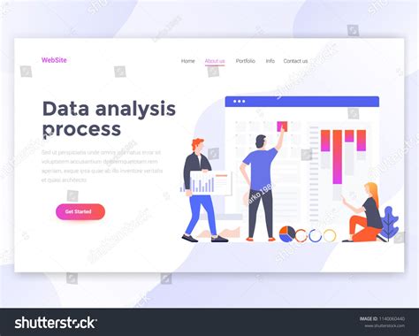 Landing Page Template Of Data Analysis Process Modern Flat Design