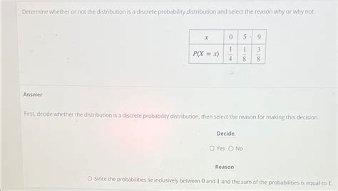 Solved Determine Whether Or Not The Distribution Is A