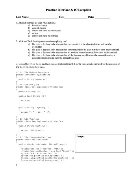Exceptions CSE 205 Exam Study Guide 2 Practice Interface IOException Last Name Studocu