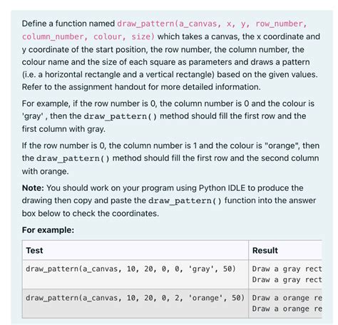 Solved Define A Function Named Drawpatternacanvas X Y