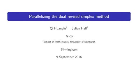 PDF Parallelizing The Dual Revised Simplex Method DOKUMEN TIPS