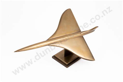 Streamlined Concorde Model On Brass Base Transport Aeronautical