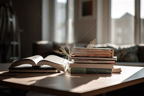 桌子上摆放整齐的书本高清图片下载 正版图片 摄图网
