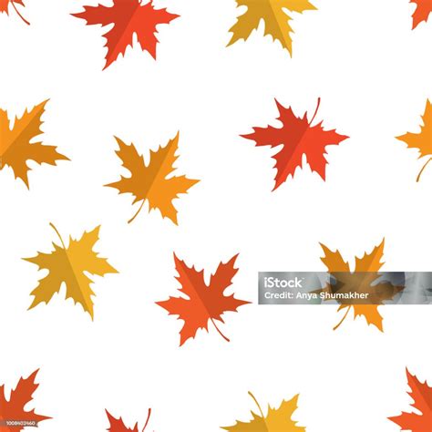 벡터 레드 완벽 한 패턴 노란색과 주황색 단풍나무 잎 디자인에 대 한가 자연의 색상입니다 10월에 대한 스톡 벡터 아트 및 기타 이미지 Istock