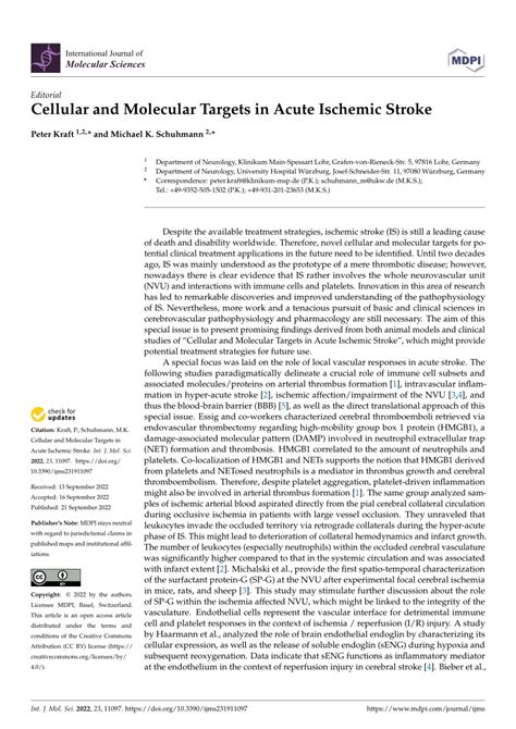 Pdf Cellular And Molecular Targets In Acute Ischemic Stroke