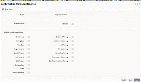 Confirmation Rule Maintenance Details