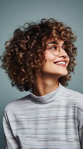 Premium Ai Image Woman Wearing Glasses Short Curly Hair
