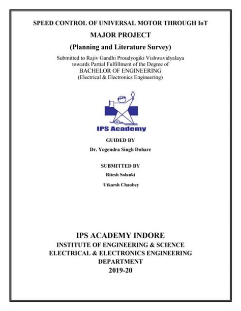 Major Project Synopsis Report On Iot Based Dc Motor Through A Web Site Pdf Internet Of