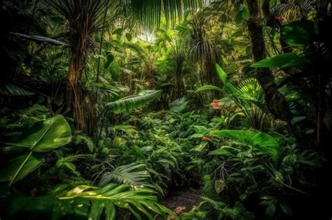 Premium Ai Image Wild Tropical Jungle Landscape