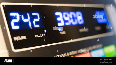 Treadmill Console Display Screen Showing Exercise Results In Gym Stock Photo Alamy