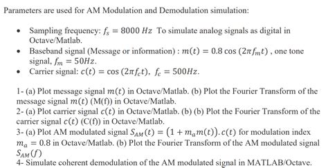 Parameters Are Used For Am Modulation And