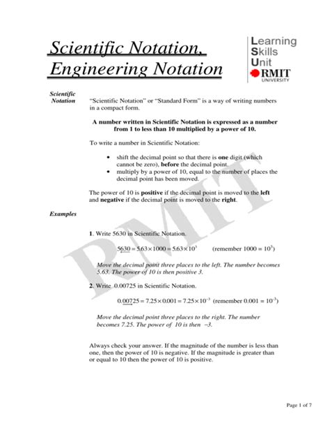 Scientific And Engineering Notation Worksheet