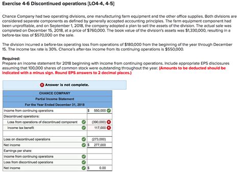solved exercise 4 6 discontinued operations [lo4 4 4 5]