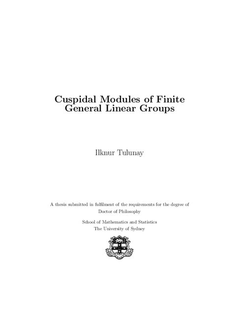 Pdf Cuspidal Modules Of Finite General Linear Groups Dr Ilknur Tulunay