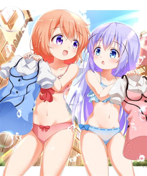 Kafuu Chino And Hoto Cocoa Gochuumon Wa Usagi Desu Ka Drawn By