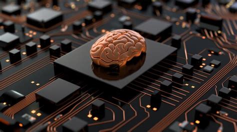 A Metallic Brain Sits Atop A Black Circuit Board Surrounded By Electronic Components Symbolizing