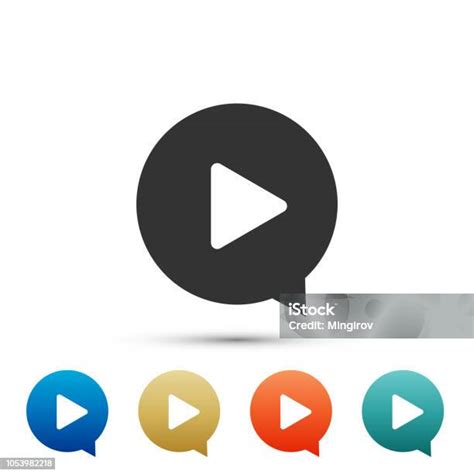 동그라미 아이콘 흰색 배경에 고립에서 재생 합니다 컬러 아이콘에 요소를 설정 합니다 평면 디자인입니다 벡터 일러스트 레이 션 교통 신호 표지판에 대한 스톡 벡터 아트 및