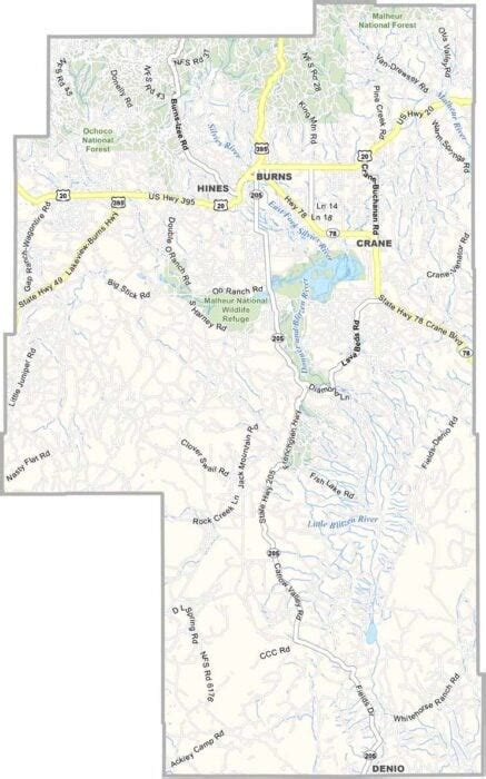 Harney County Map Oregon Us County Maps