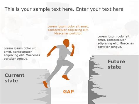Orange And Gray Gap Analysis Diagram With Running Figure Presentation Template